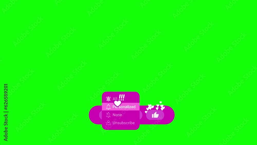 Pink Subscribe Button Animation Overlay on Green Screen Background with ...