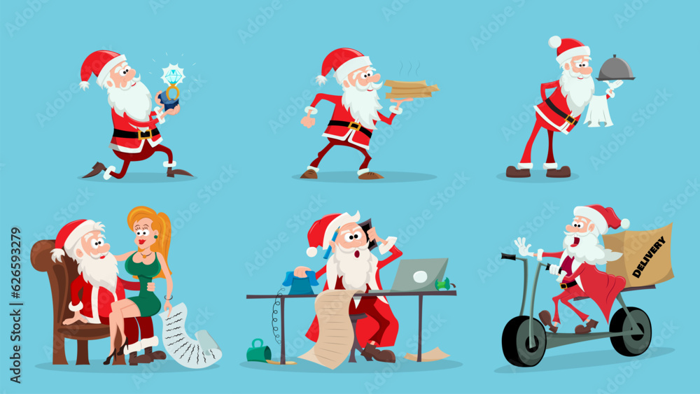 Santa Claus set. Nabo cute grandfathers and common professions. Santa ...
