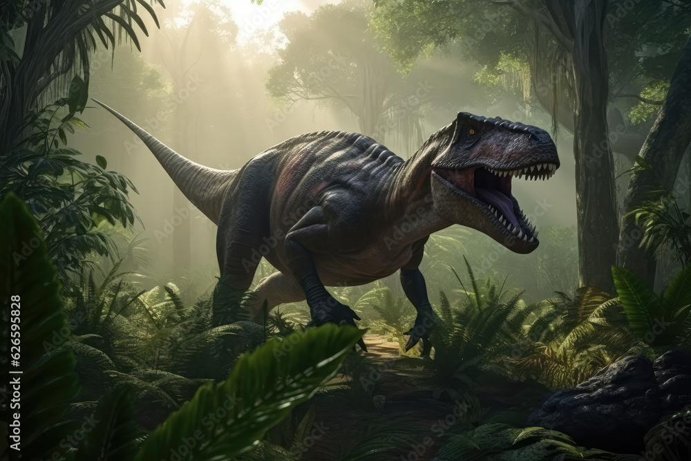 Extremely detailed and realistic illustration of dinosaur, t rex ...