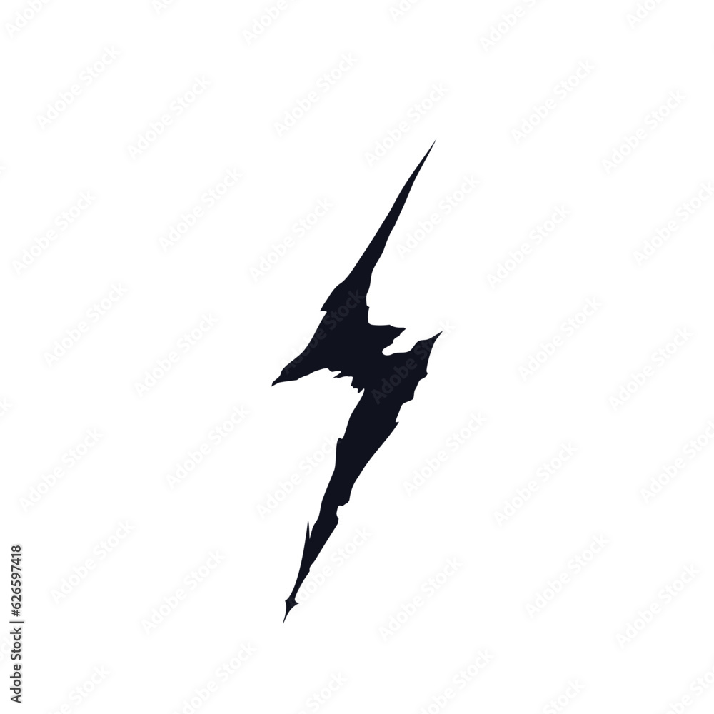 Lightning bolt logo icon sign Hand drawn grunge ink sketch Bad weather ...