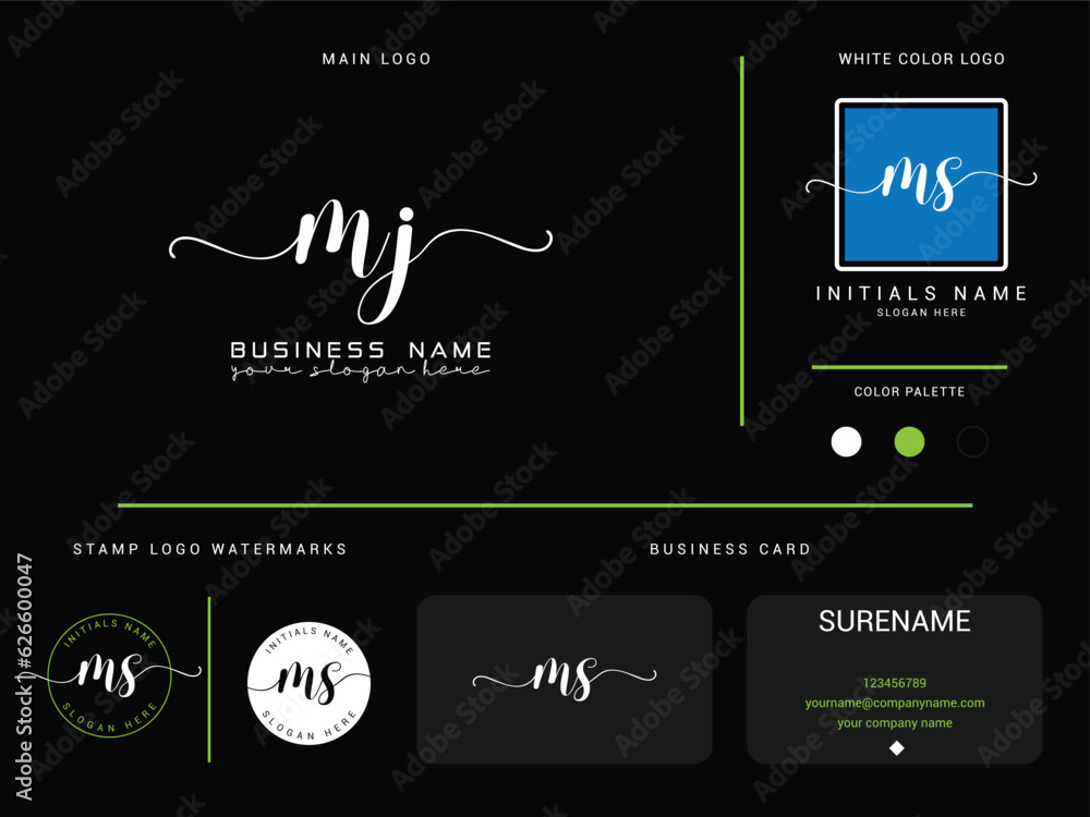 Calligraphy mj Modern Logo, Signature Classic mj Logo For Fashion Shop ...