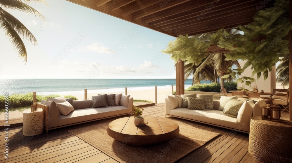 beautiful resort interior and patio terrace design living area open ...