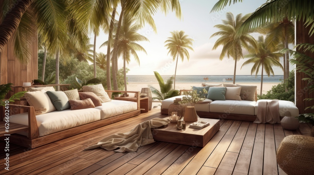 beautiful resort interior and patio terrace design living area open ...