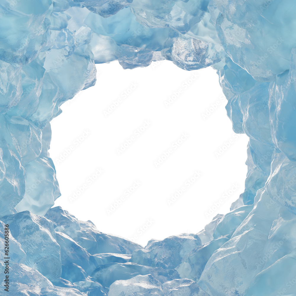 Frame of ice mountain cave with isolated on transparent background ...