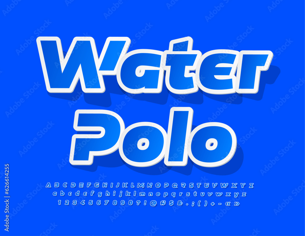 Vector activity banner Water Polo. Trendy Blue Font. Sticker style ...