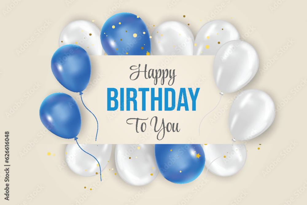 Birthday balloons banner design Happy birthday greeting text with ...