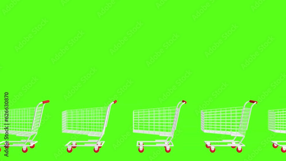 White Shopping Carts on a green screen . Concept for online shopping ...