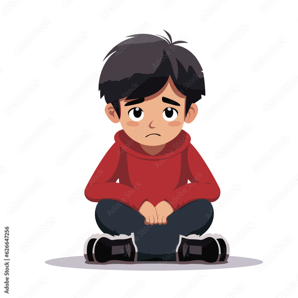 sad kid vector flat minimalistic isolated illustration Stock Vector ...