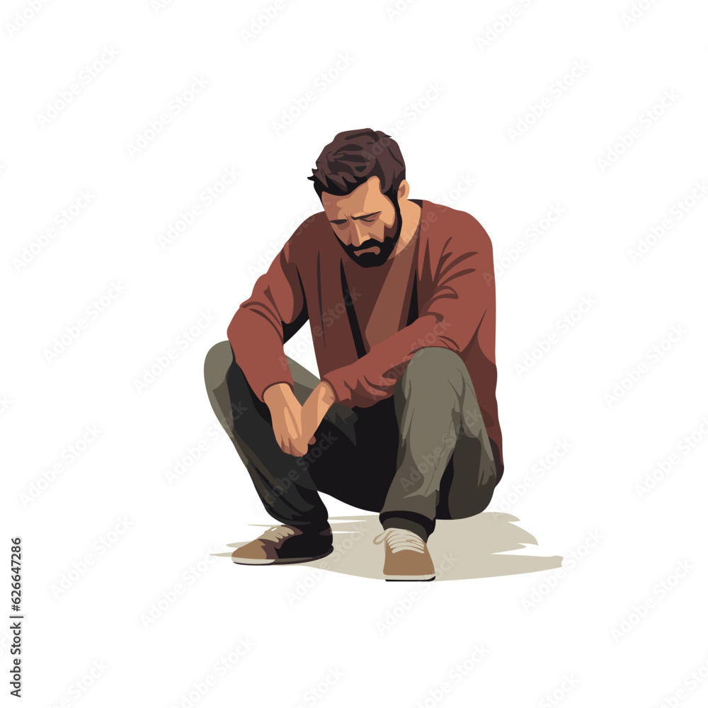 sad man vector flat minimalistic isolated illustration Stock Vector ...