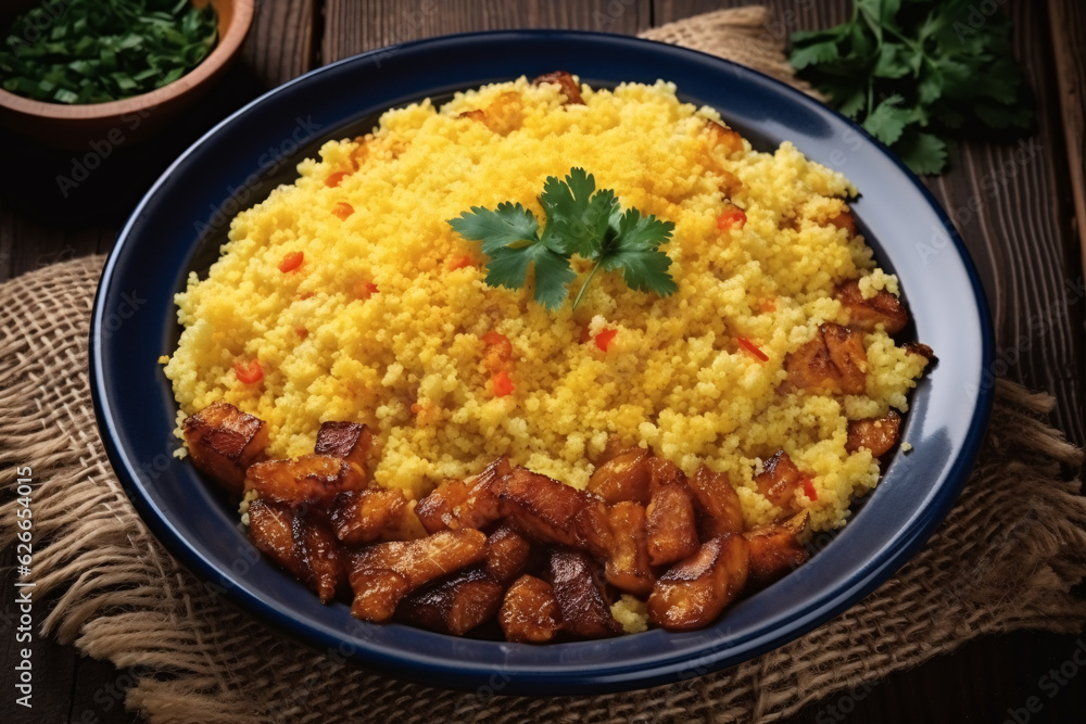 Original dish of couscous. Cuscuz Brasil. Also know as Cuscus or Cuzcuz ...