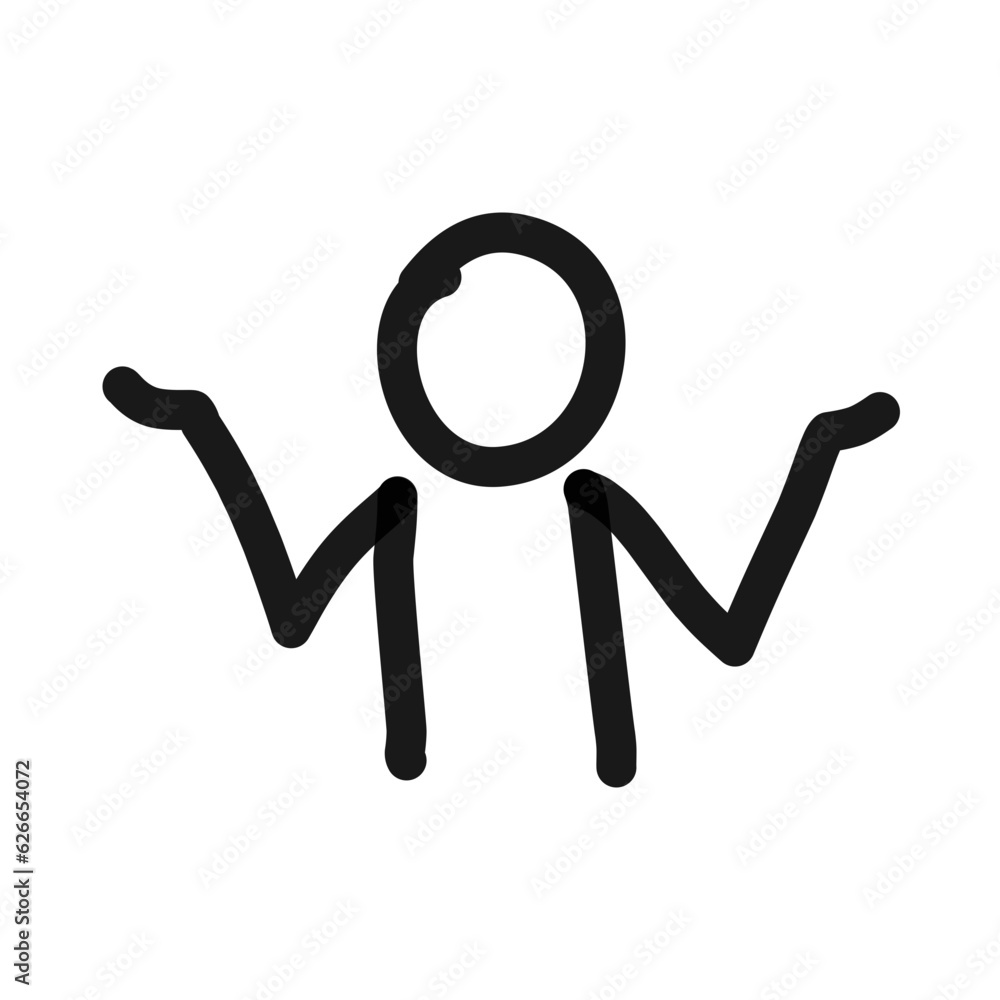 shrugging block figure, simple line art doodle Stock Vector | Adobe Stock