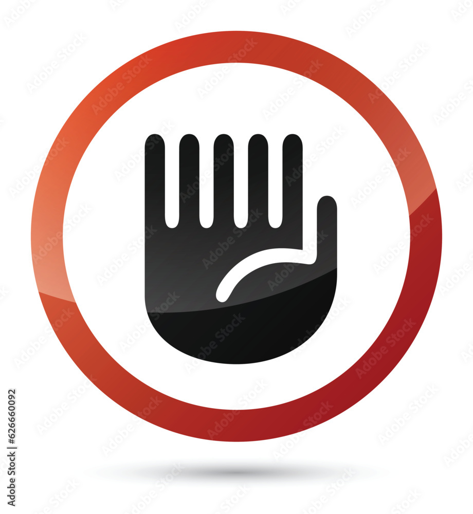 No to artificial intelligence. Six fingers hand. Stop sign, icon, logo ...