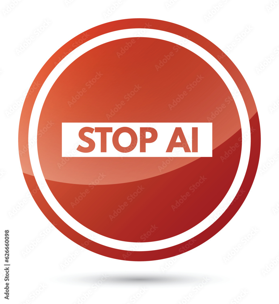 No to artificial intelligence. Prohibition of AI. Stop sign, icon, logo ...