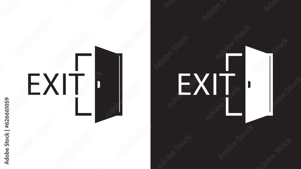 Vetor de Entrance and exit vector icons and sign. Typography design ...