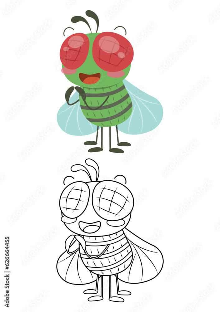 Fly cute vector illustration cartoon isolated on white background. Fly ...