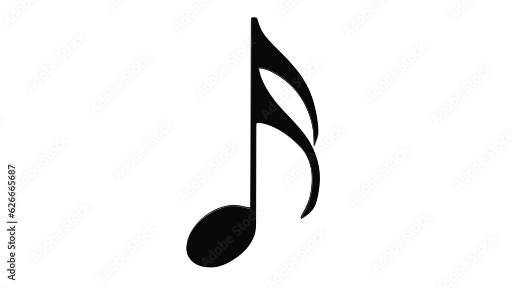 Black sixteenth music note isolated on white and transparent background ...