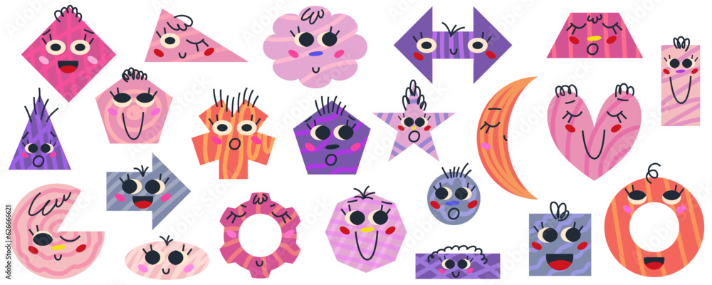 Figure character shape set for math education. Cute smile character ...