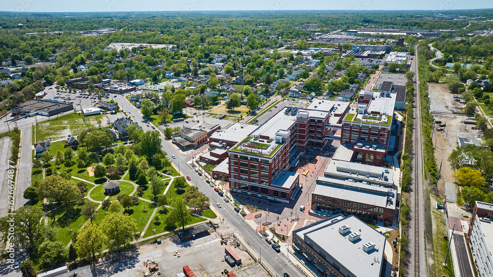 Downtown Fort Wayne Electric Works GE building rooftop greenery aerial ...