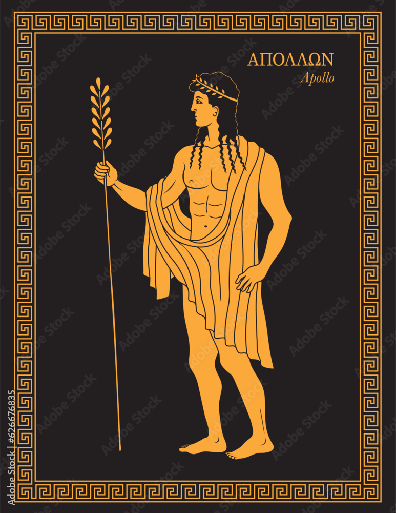 Vector illustration of the Greek god Apollo, the god of archery, music ...