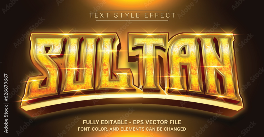 Sultan Text Style Effect. Editable Graphic Text Template. Stock Vector ...