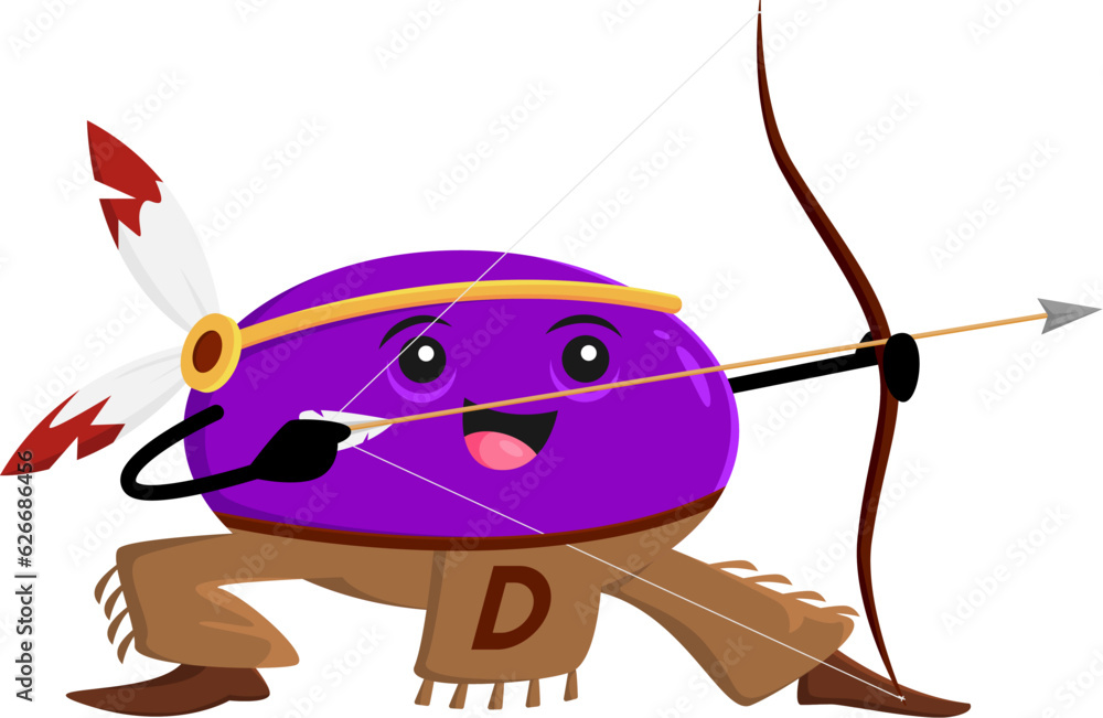 Cartoon vitamin D Indian character or native American warrior, vector ...