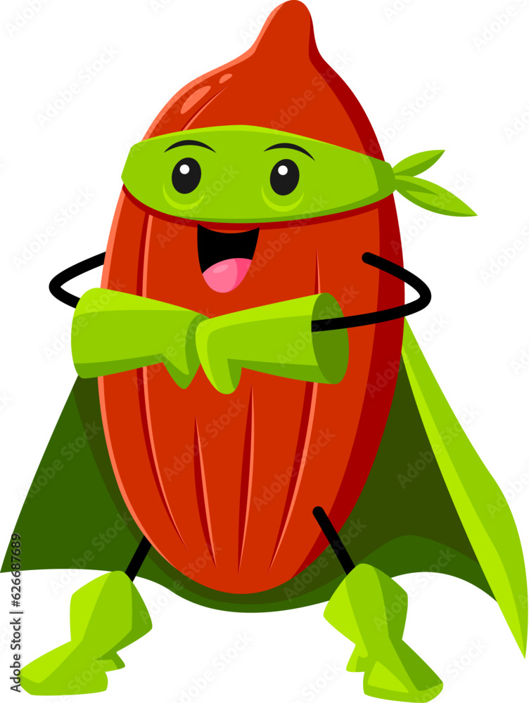 Cartoon almond nut superhero character with happy smiling face, health ...