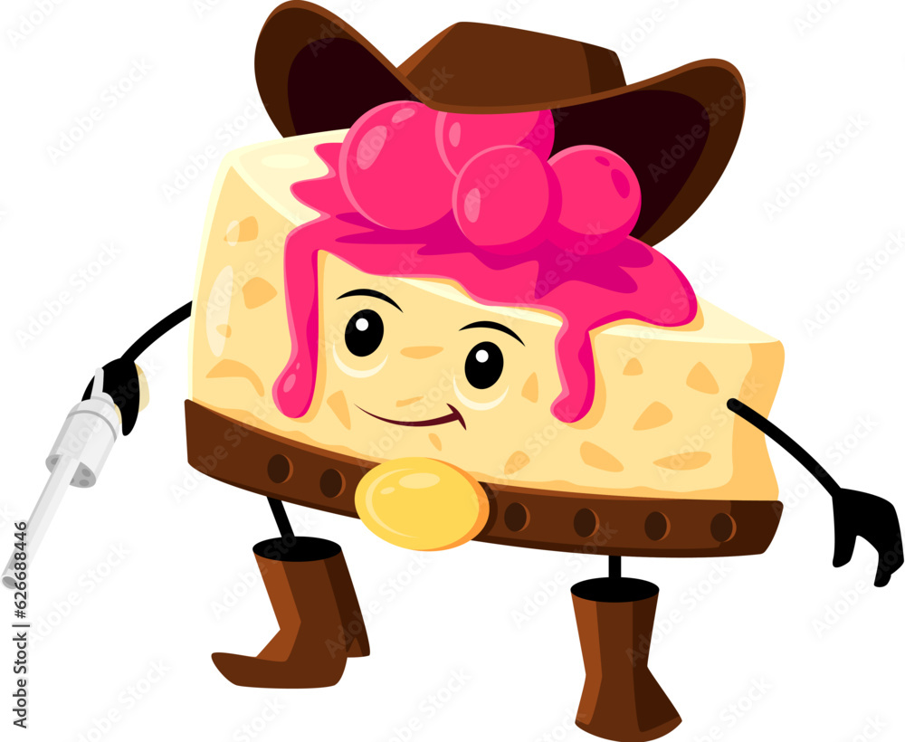 Cartoon fast food cake cowboy, bandit character. Sweet pastry Wild West ...