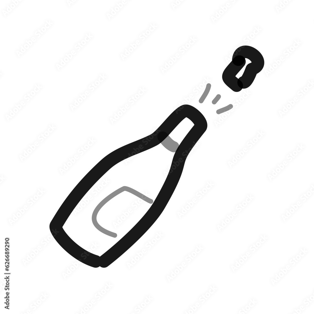 champagne popping line art doodle Stock Vector | Adobe Stock