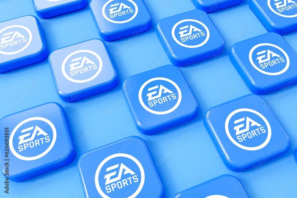 LONDON, UK - July 2023: EA Sports company logo, Electronic arts is a ...
