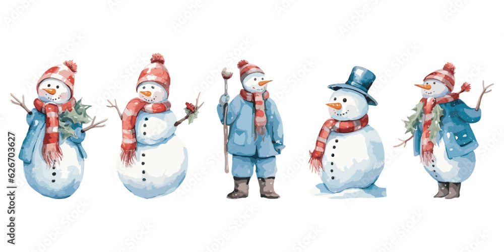 Watercolor Snowman Christmas clipart for graphic resources Stock Vector ...