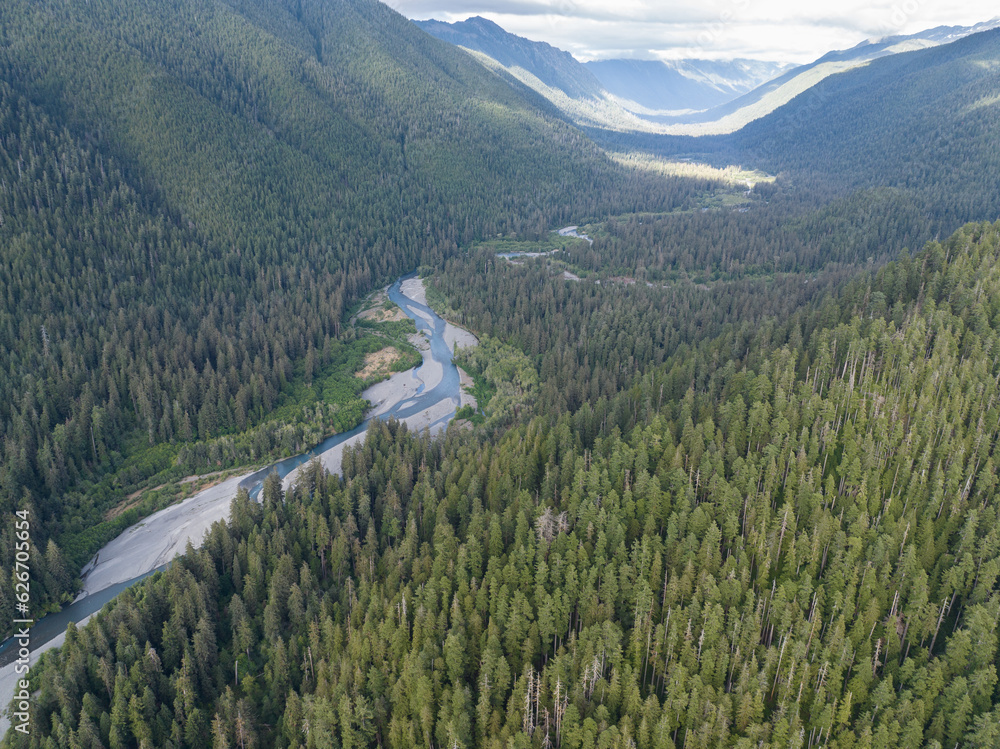 Located on the Olympic Peninsula, the Hoh river flows through one of ...