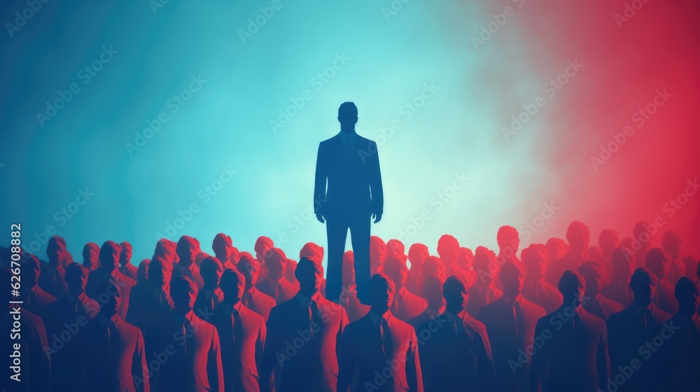 leadership concept, a true born leader standing in front of the ...