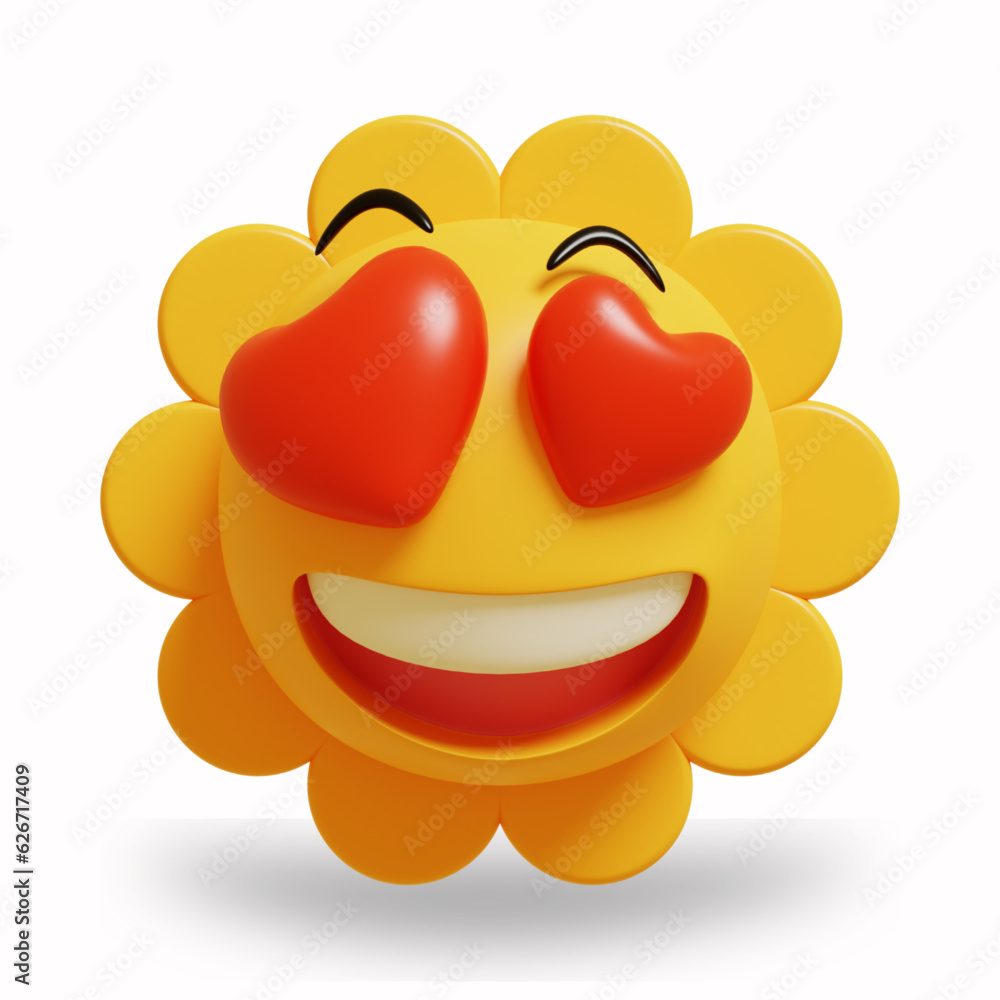 Sun 3D character. Vector emoji and emoticon faces. Cute yellow sun ...