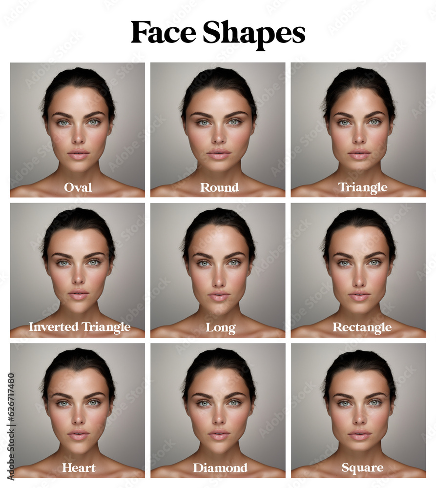 Realistic Face Shape Guide with Labels Stock Illustration | Adobe Stock