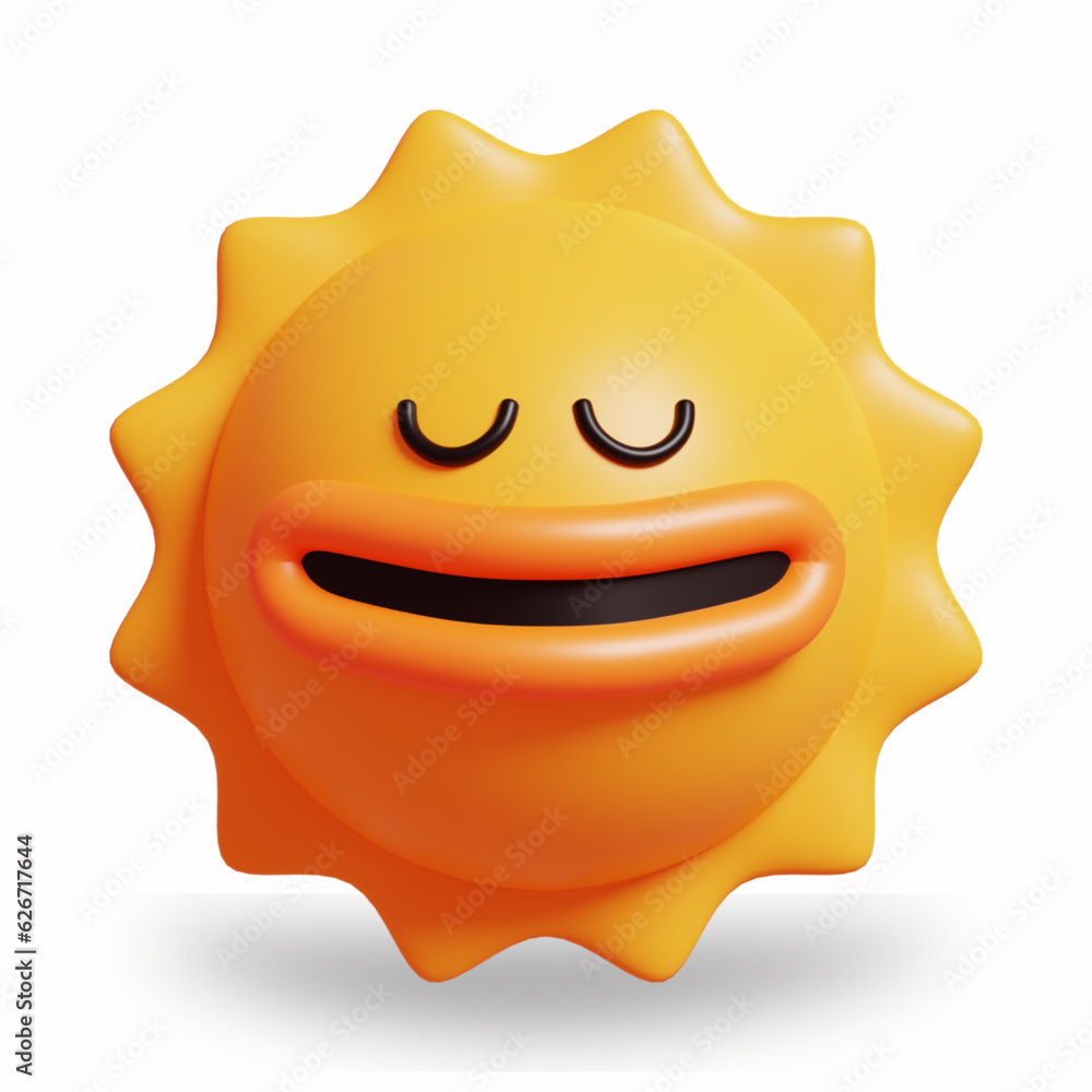 Sun 3d Character Vector Emoji And Emoticon Faces Cute Yellow Sun Emoji Faces Isolated On A