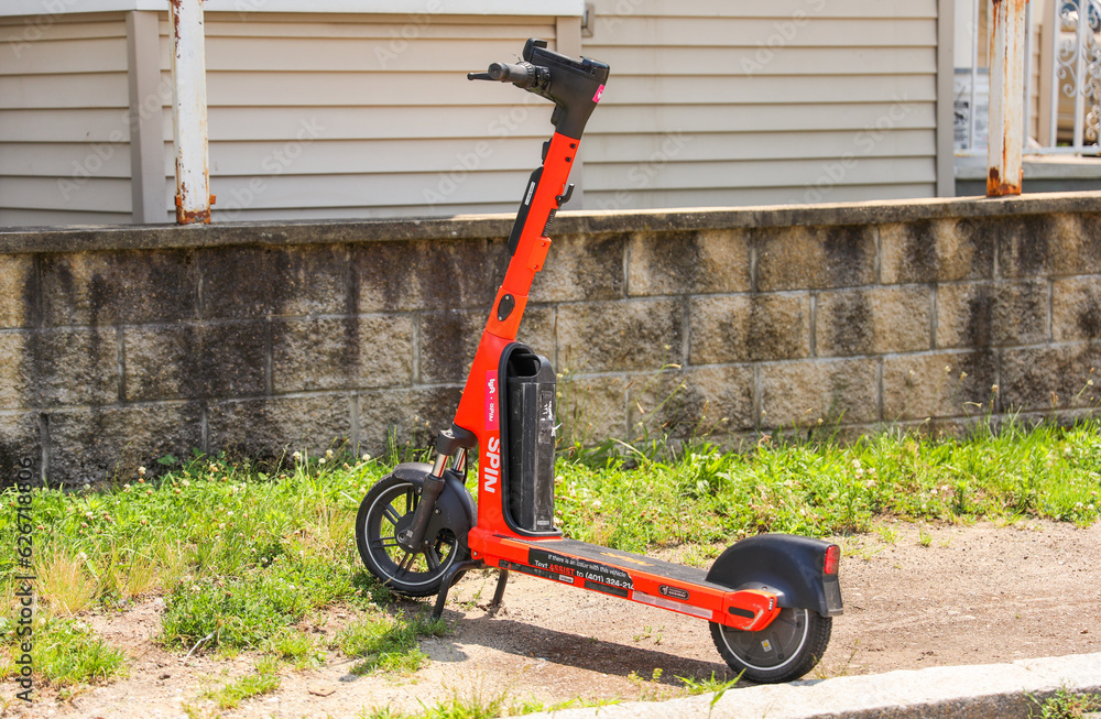 providence, rhode island, usa, july 23, 23, Spin scooters in a bustling ...