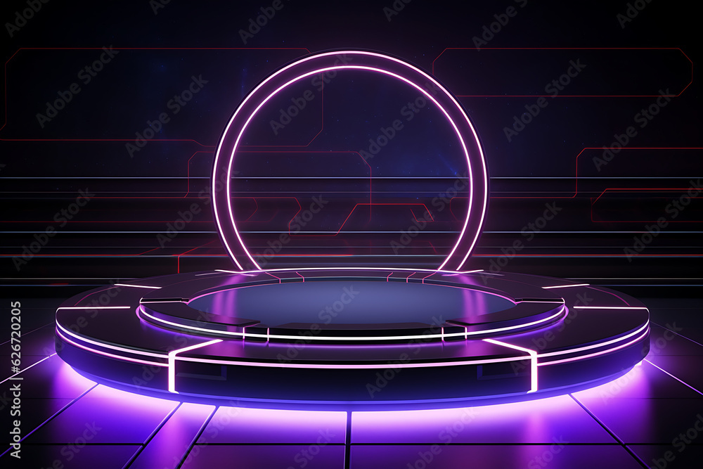 Futuristic stand or podium background. sci-fi display scene, space from ...