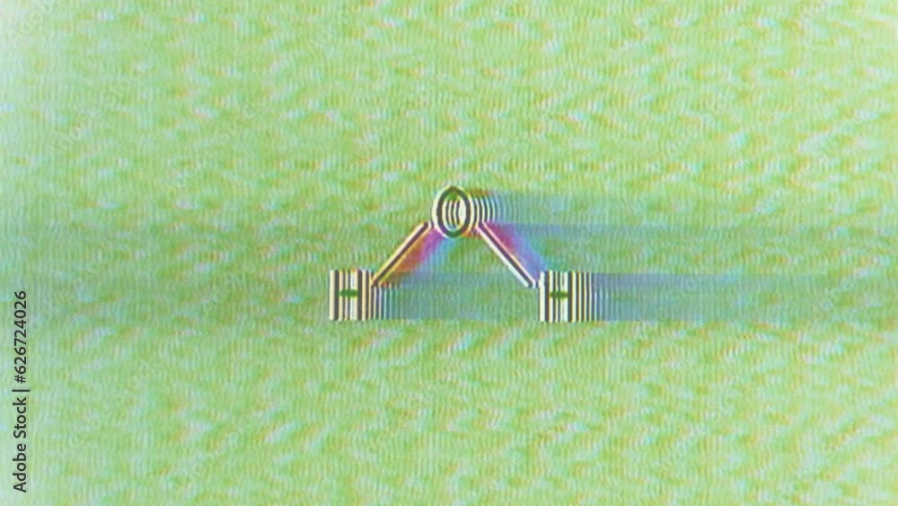 Water chemical sign for H2O on retro VHS glitchy circuit bending static ...