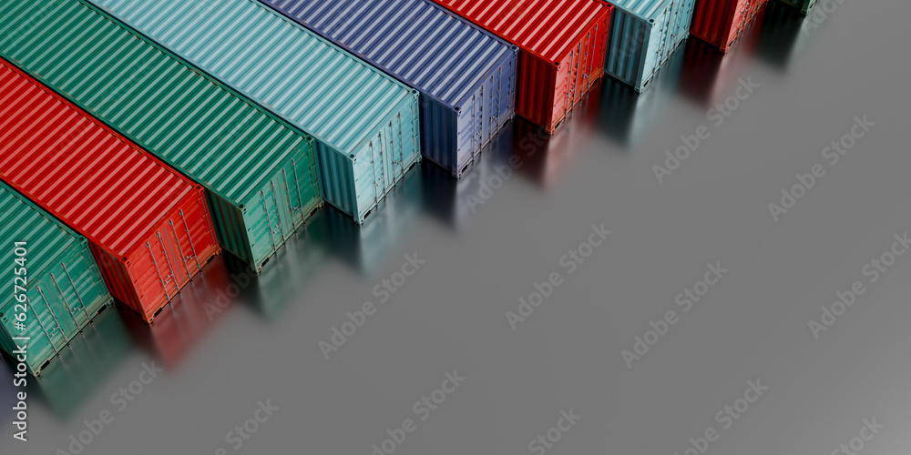 Background image with rows of export and import cargo containers of ...