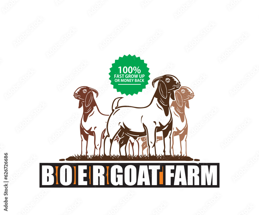 FARM GOAT BANNER LOGP, silhouette of great boer ram standing vector ...