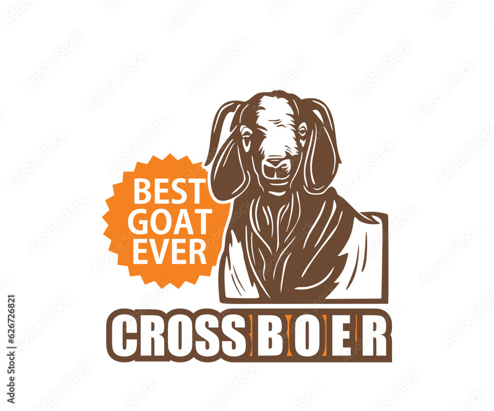GREAT BOER GOAT BUSINESS POSTER LOGO, silhouette of simple ram head ...