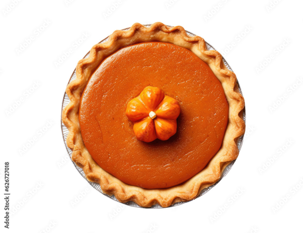 Pumpkin pie isolated on transparent background, top view Stock Photo ...