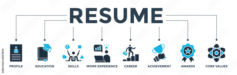 Resume banner web icon vector illustration concept with icon of profile ...