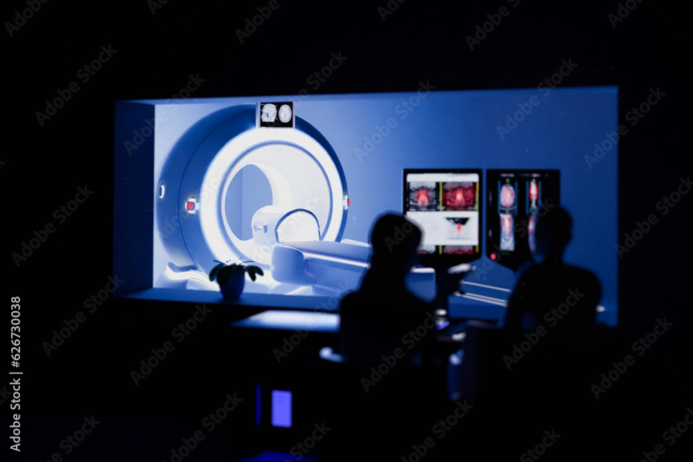 Plakát In Control Room Radiologist Diagnosis while Watching Procedure ...