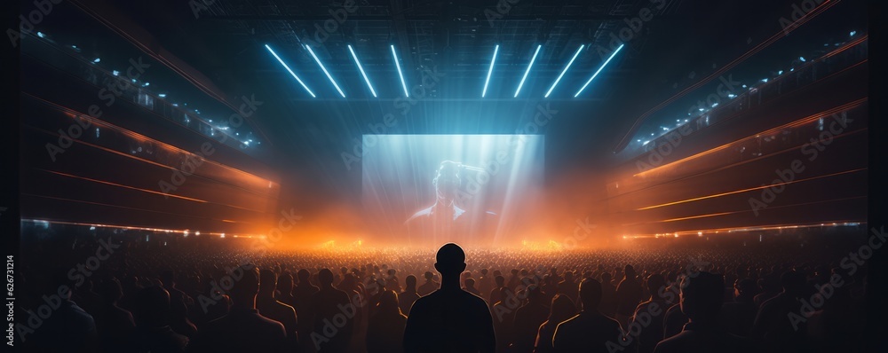 Vibrant Concert Hall: Animated Crowd with Dazzling Lights, Generative ...