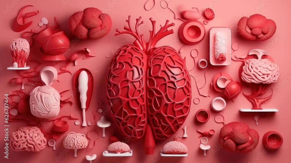 3D illustration of the human organ systems, Human internal organs ...