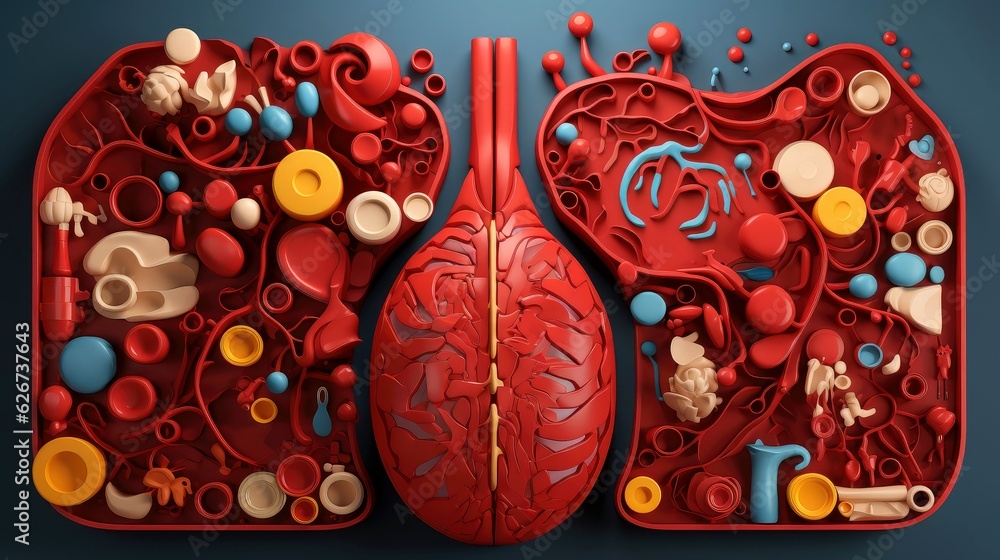 3D illustration of the human organ systems, Human internal organs ...