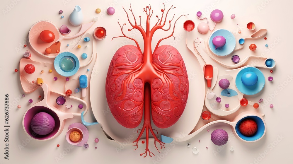 3D illustration of the human organ systems, Human internal organs ...