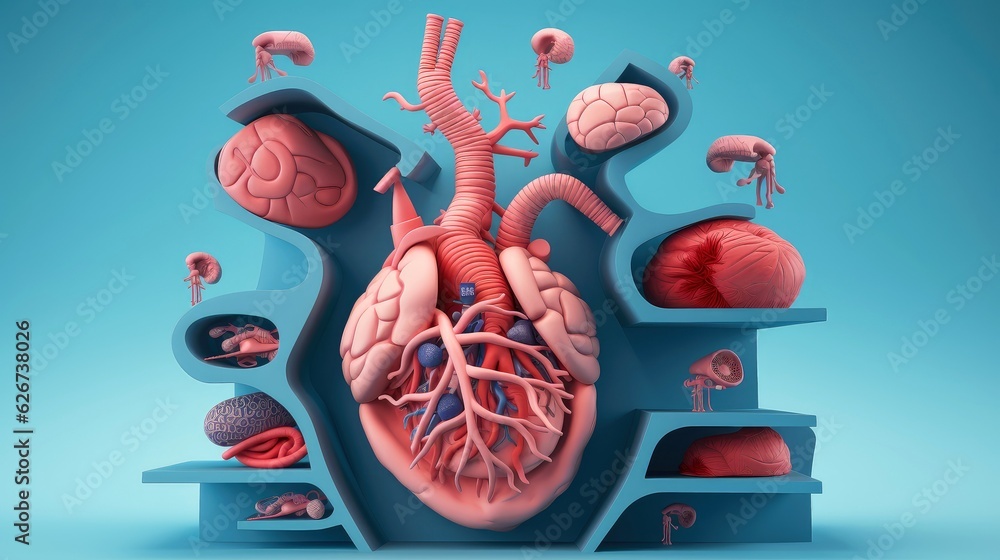 3D illustration of the human organ systems, Human internal organs ...
