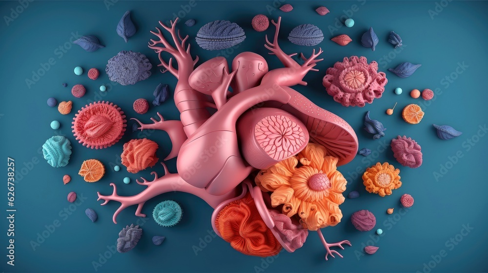 3D illustration of the human organ systems, Human internal organs ...